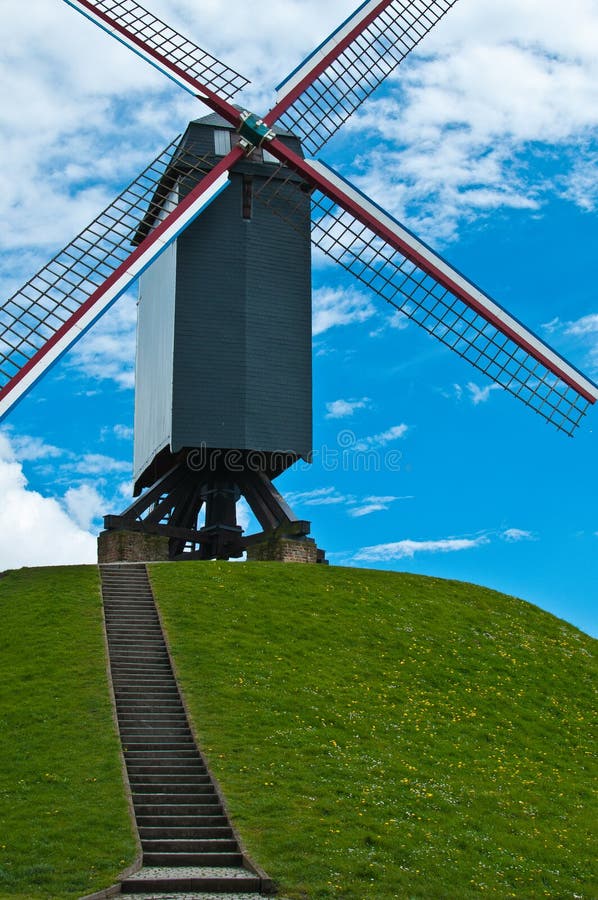 Windmill on the hill stock image. Image of belgium, hill - 39508287