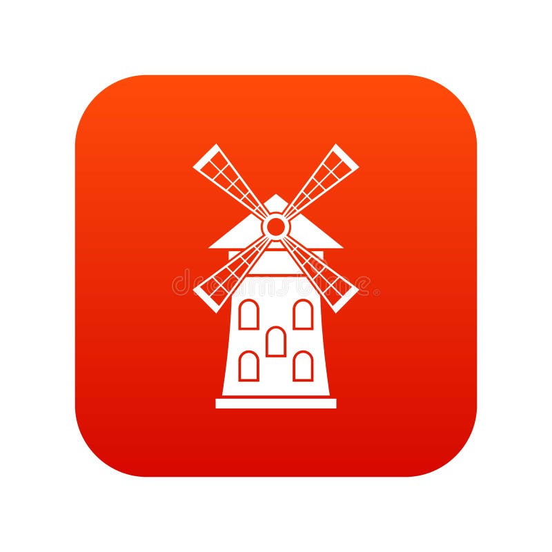 Windmill icon digital red stock vector. Illustration of agriculture ...