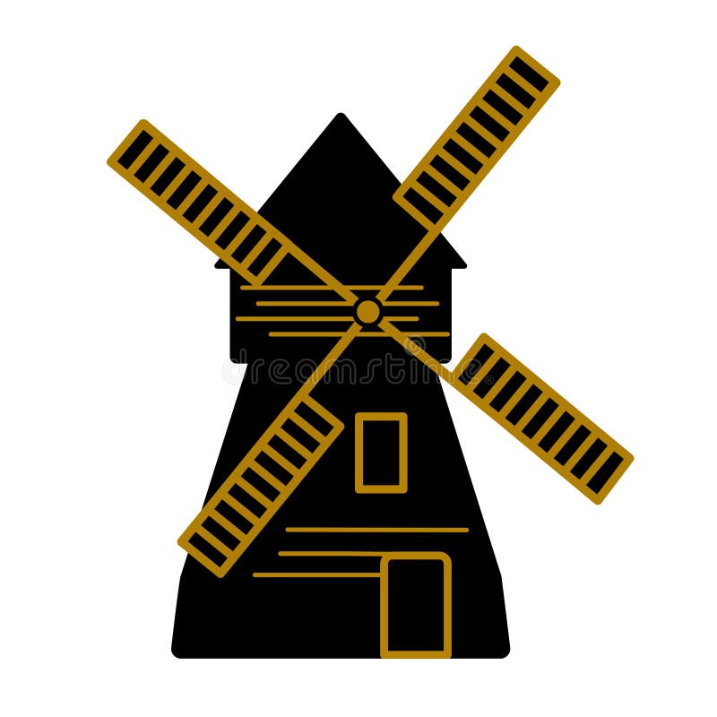 Old Dutch Windmill Black White Stock Illustrations – 199 Old Dutch ...