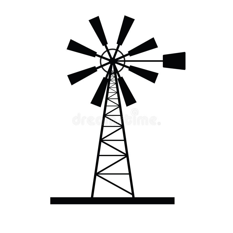 Traditional Windmill Vector Stock Vector - Illustration of propeller ...