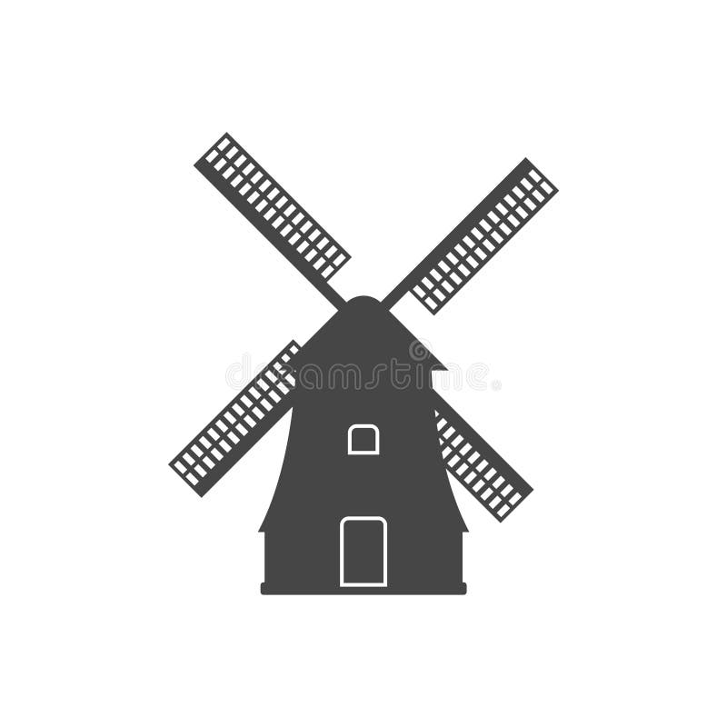 Windmill Icon, Vector Black Silhouette Stock Illustration ...