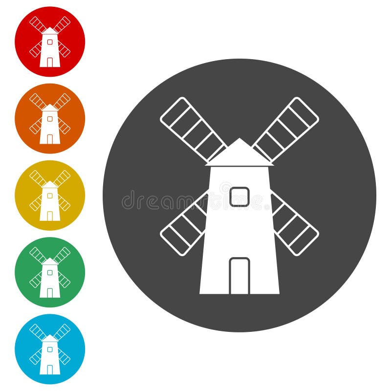 Windmill Icon, Vector Black Silhouette Stock Vector - Illustration of ...