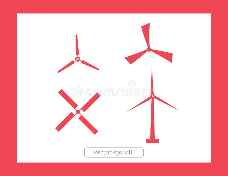Windmill icons vector set stock vector. Illustration of environment ...