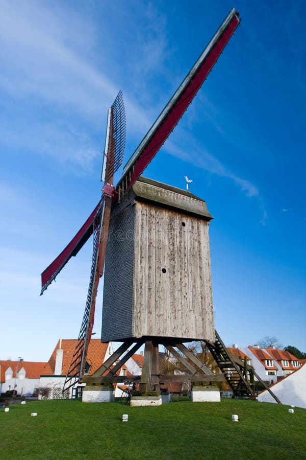 Windmill, Knokke, Belgium stock image. Image of wall - 53504525