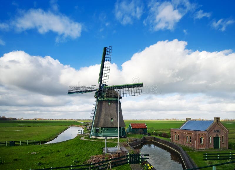 Windmill landscape stock image. Image of blue, culture - 4648537