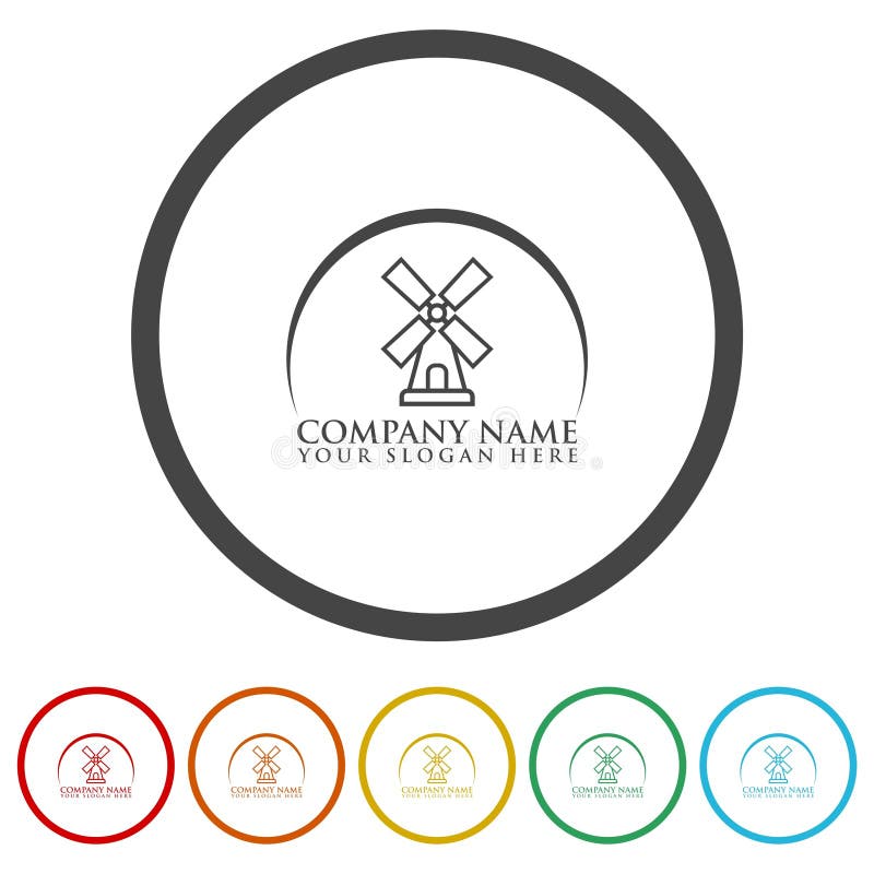 Windmill Logo Design. Set Icons in Color Circle Buttons Stock Vector ...