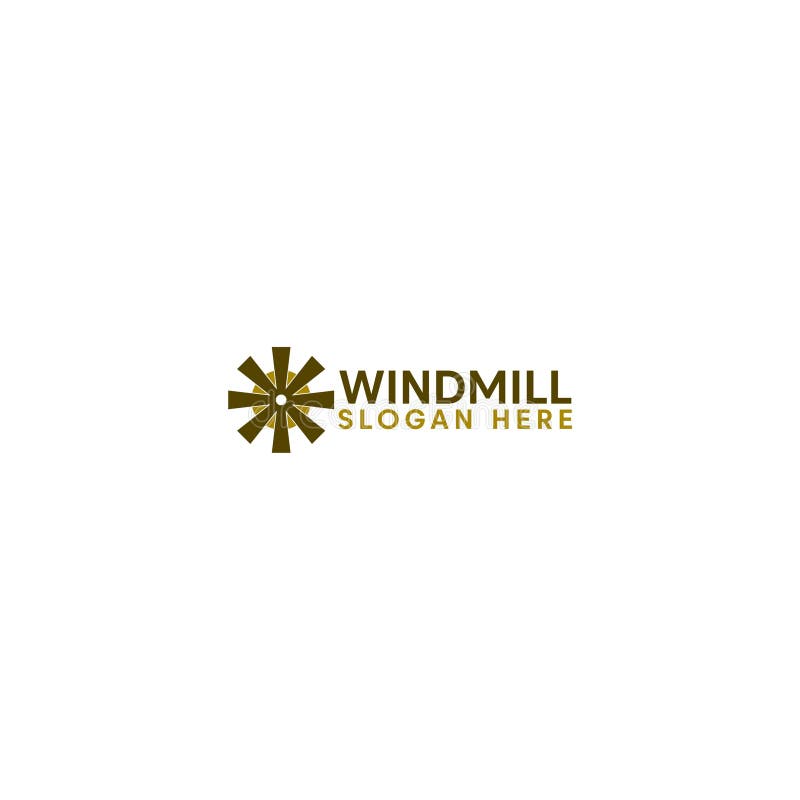 Windmill Logo Template with Shadow Stock Illustration - Illustration of ...