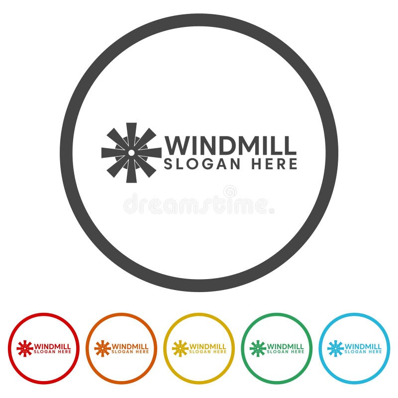 Windmill Logo Template. Set Icons in Color Circle Buttons Stock Vector ...