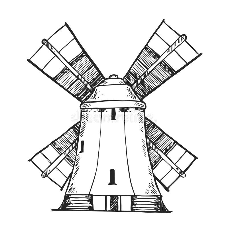 Windmill Logo - Vector Illustration. Bakery Emblem Design on White ...