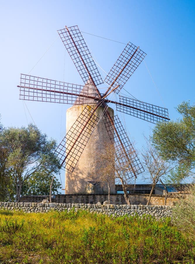 Old Windmill, Majorca, Spain Stock Photo - Image of history ...