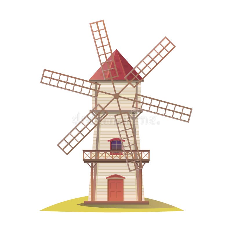 Windmill or Mill Building, Vector Icon or Clipart. Stock Vector ...