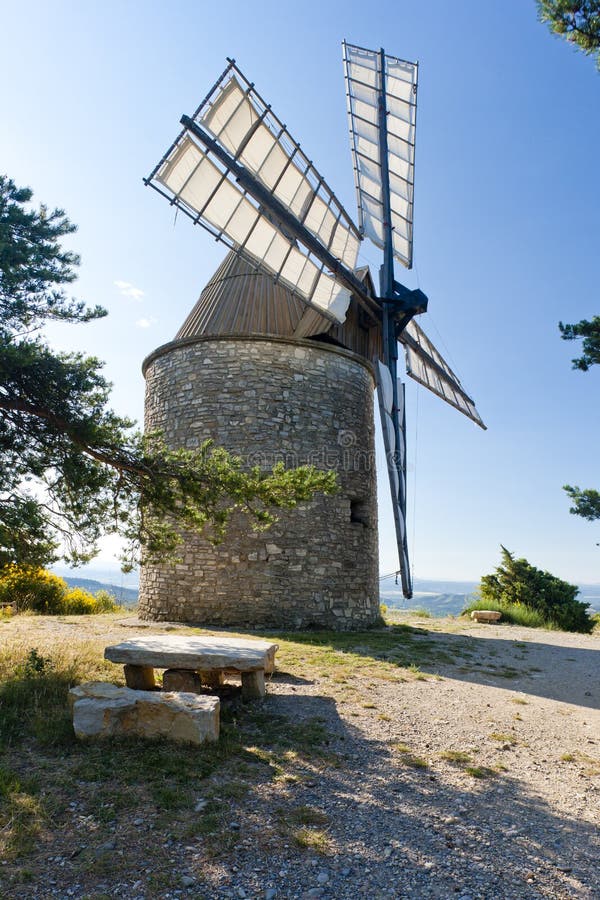 Windmill in France stock photo. Image of traveling, pays - 15506388