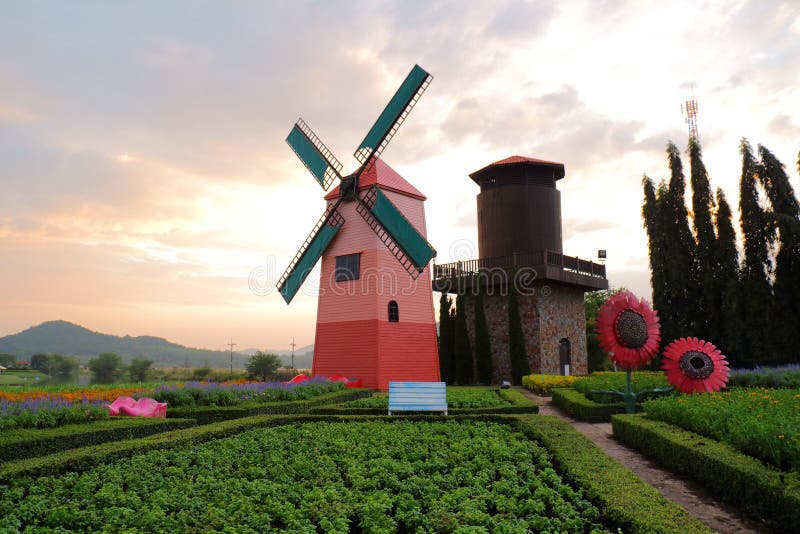 The Windmill stock photo. Image of pink, people, farm - 35236286