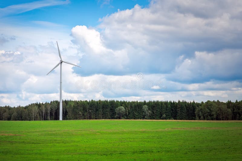 Windmill Near of the Green Field. Stock Photo - Image of agriculture ...