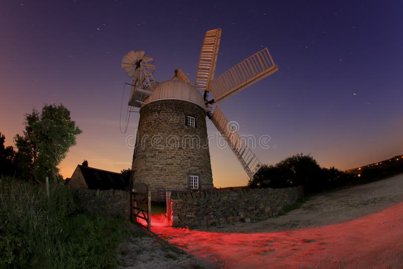 Windmill at night stock photo. Image of power, trail - 23471542