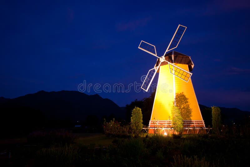 Windmill at night stock photo. Image of nature, historical - 27718426