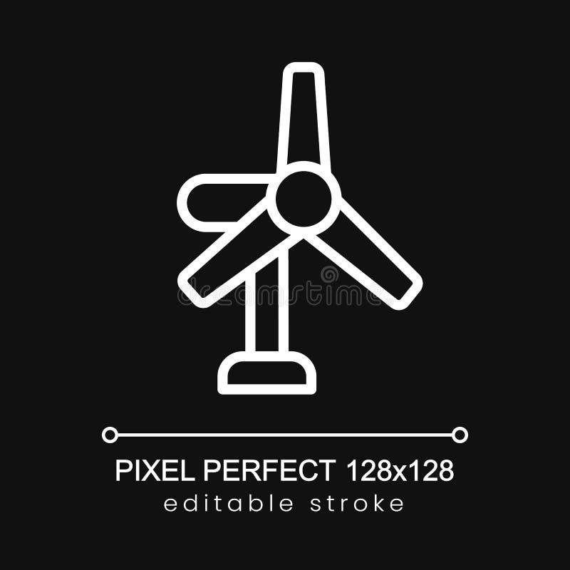Windmill Pixel Perfect White Linear Icon for Dark Theme Stock Vector ...