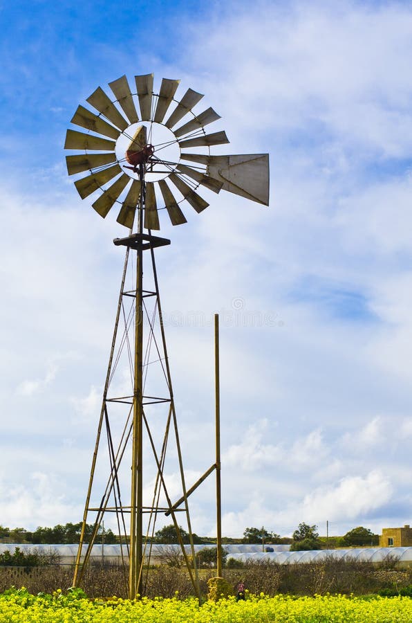 Windmill stock photo. Image of turn, natural, rural, shrubs - 36318740
