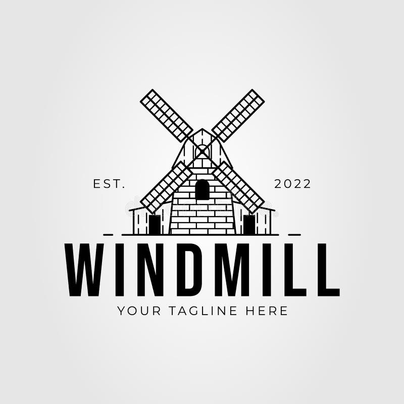 Windmill with Propeller or Wind Miller Logo Vector Illustration Design ...