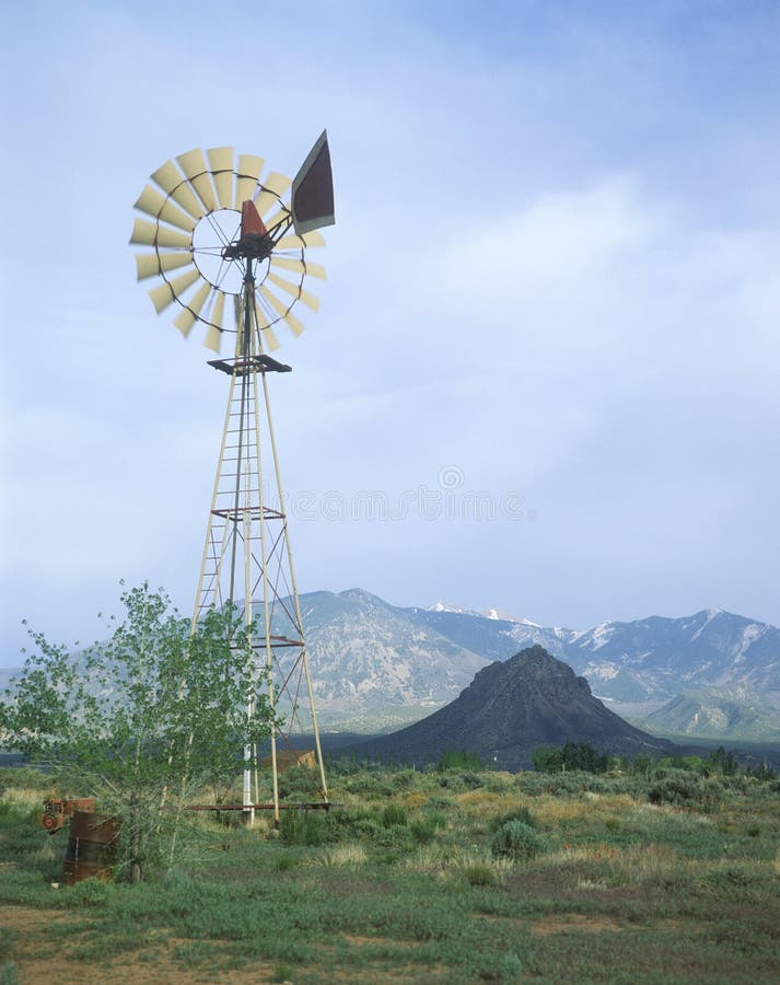 Windmill on Ranch Near Roundtable Mountain, UT Stock Photo - Image of ...