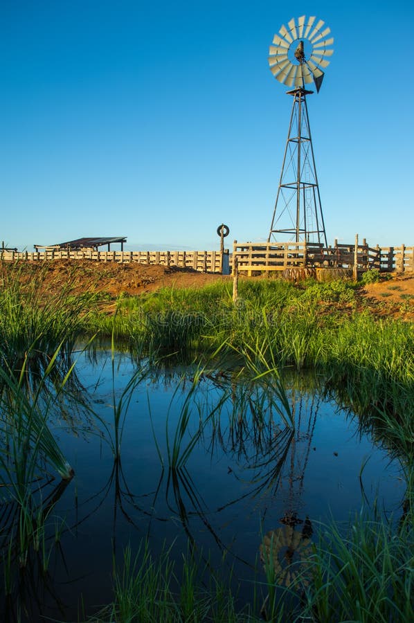 Windmill on the Range stock image. Image of livestock - 94888993