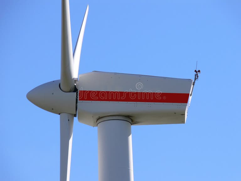 Windmill with a red stripe stock image. Image of modern - 88815403