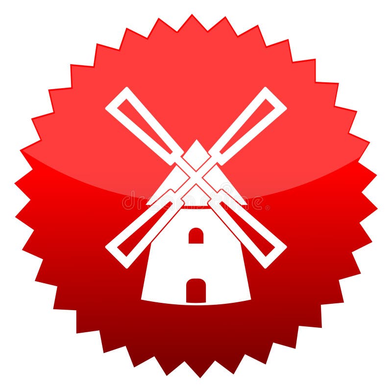 Windmill, Red sun sign stock illustration. Illustration of bucket ...