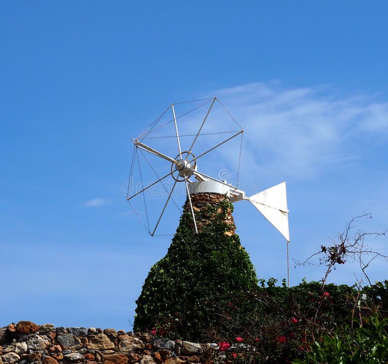 Windmill Crete Greece stock photo. Image of landscape - 59255510