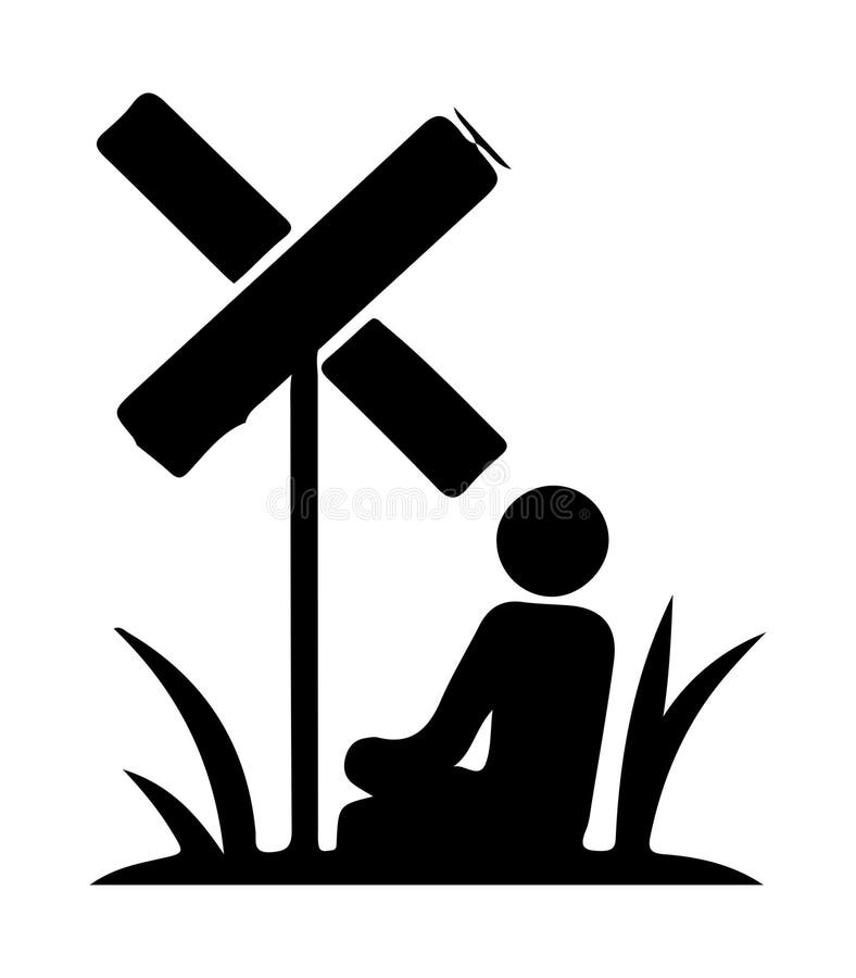 Windmill Silhouette Icon Vector, Person Sitting Silhouette Stock ...