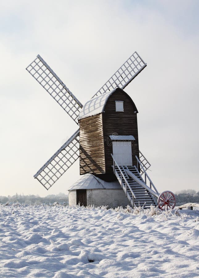 Windmill in the Snow stock photo. Image of farm, agriculture - 139962106