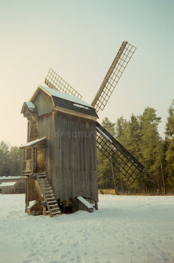 Windmill in the Snow stock photo. Image of farm, agriculture - 139962106