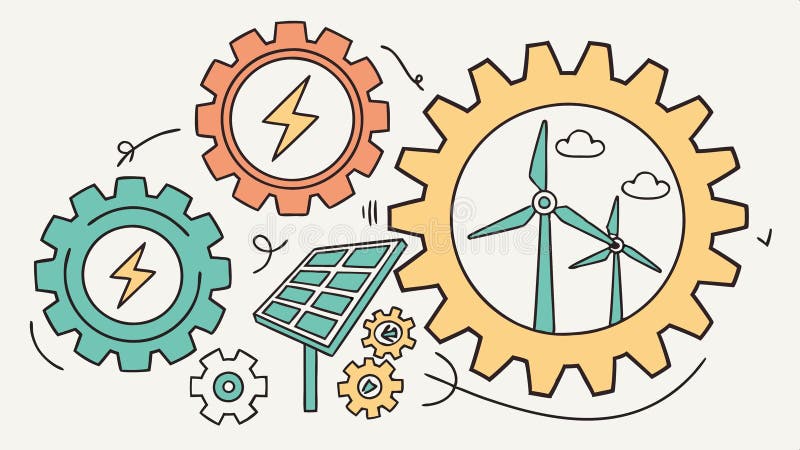 Windmill and Solar Panels, Renewable Energy, Eco-friendly Power Vector ...