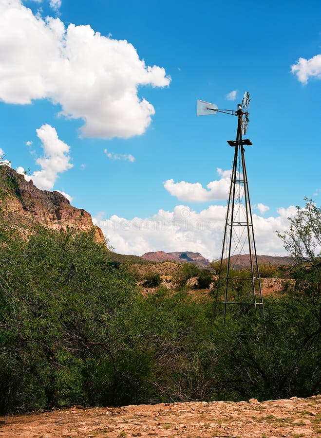Windmill stock photo. Image of black, saguaro, stately - 43539160