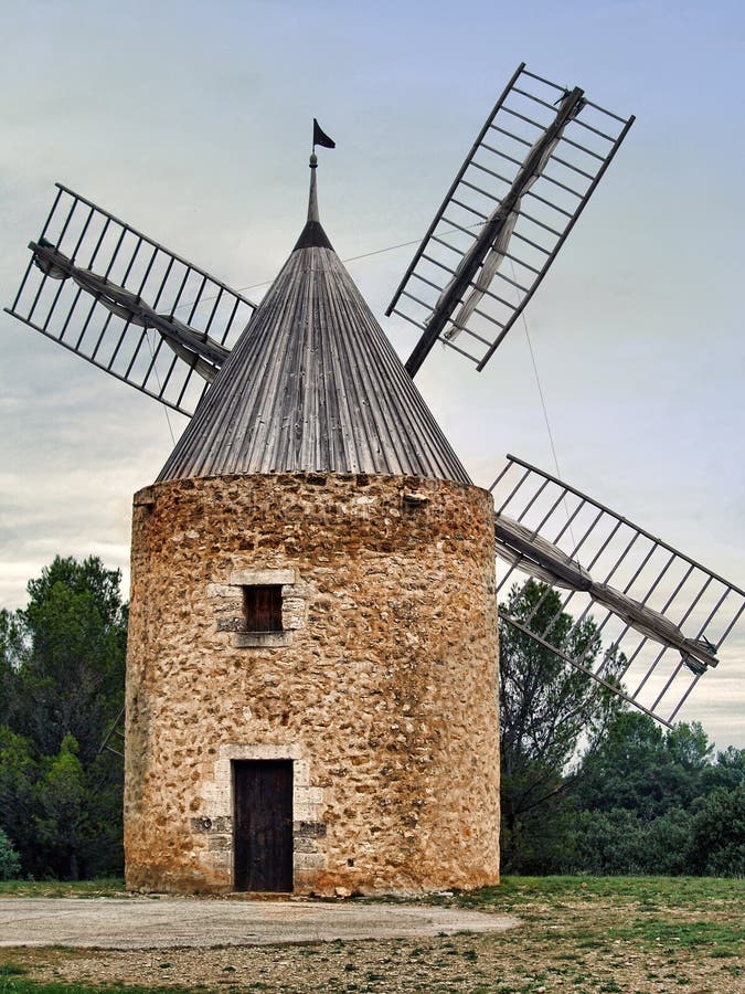 Windmill in the South of France Stock Image - Image of famous, france ...