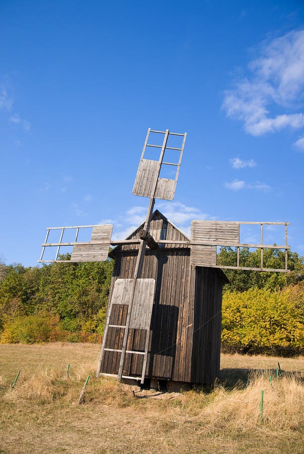 Windmill Standing on the Edge of the Autumn Forest Stock Photo - Image ...
