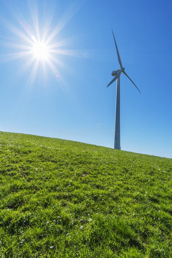 Windmill and Sun with Blue Sky Stock Image - Image of power ...