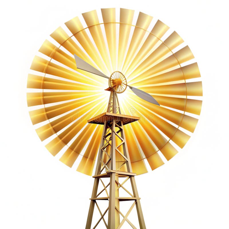 Windmill with Sun Rays stock illustration. Illustration of peace ...