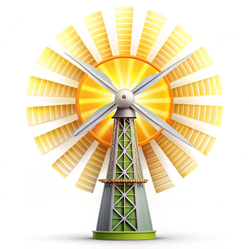 Windmill with Sun Rays stock illustration. Illustration of minimalist ...