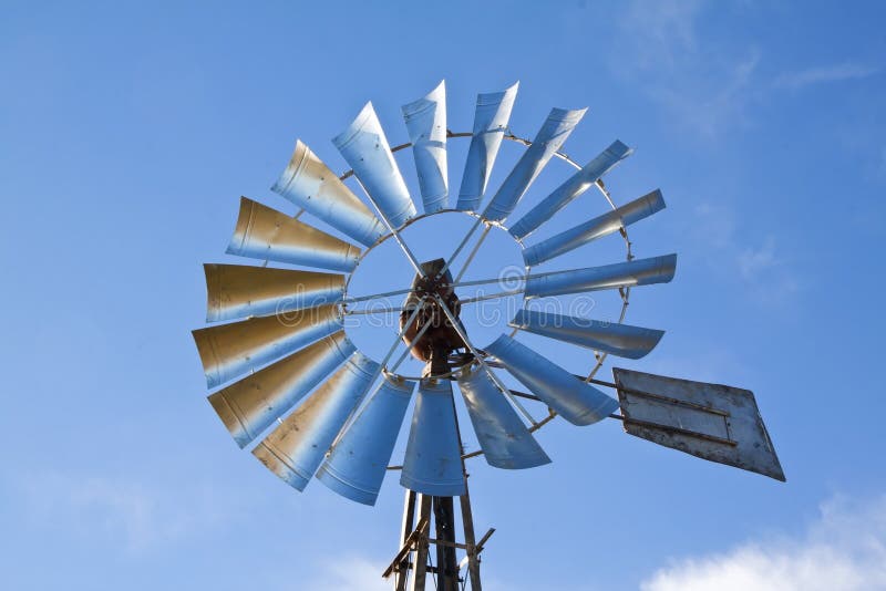 Windmill with Sun Rising Blue Stock Image - Image of daytime, farm ...