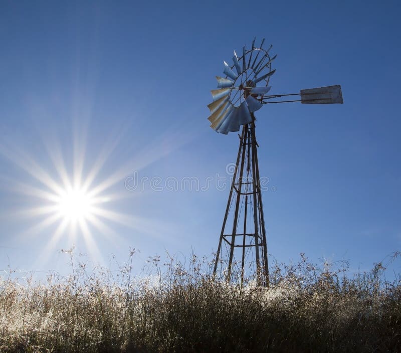 Kansas country windmill stock photo. Image of blue, landscape - 10799174