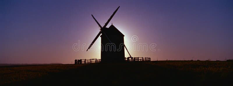 Windmill sunset stock image. Image of mont, europe, copyspace - 756057