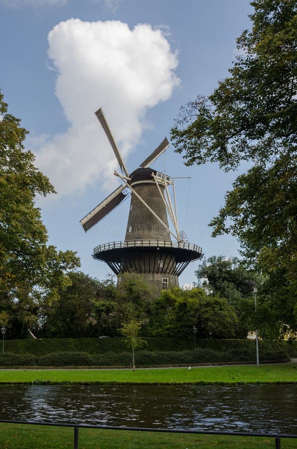 Windmill on Sunny Day in Leiden Stock Image - Image of architecture ...