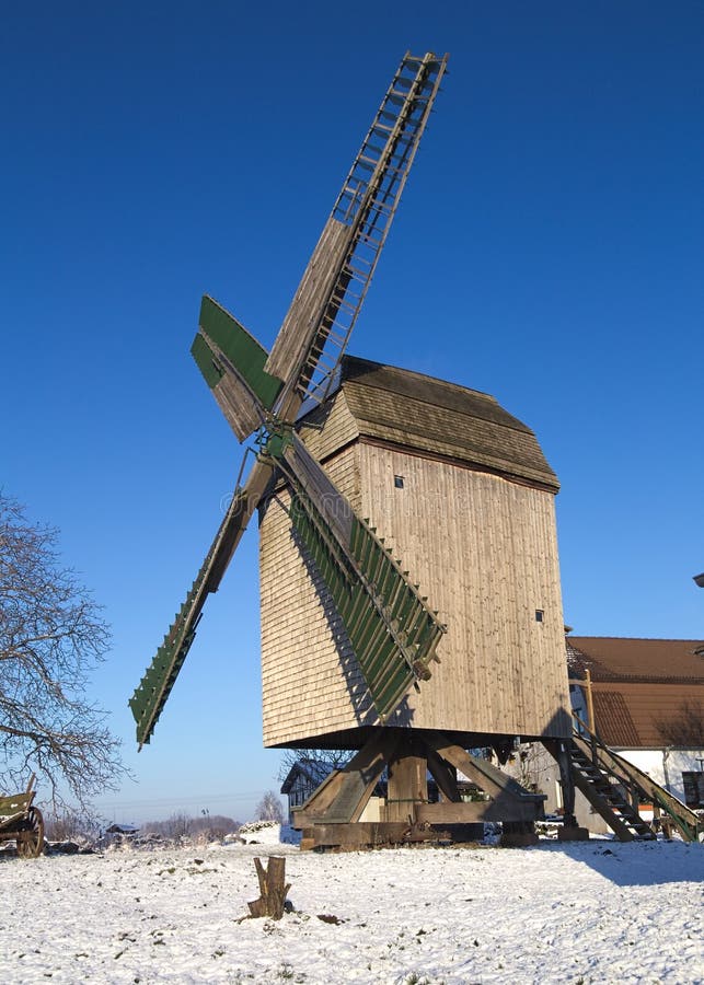 An Old Windmill Stump in a 19th Century Lead Mines with Modern Wind ...