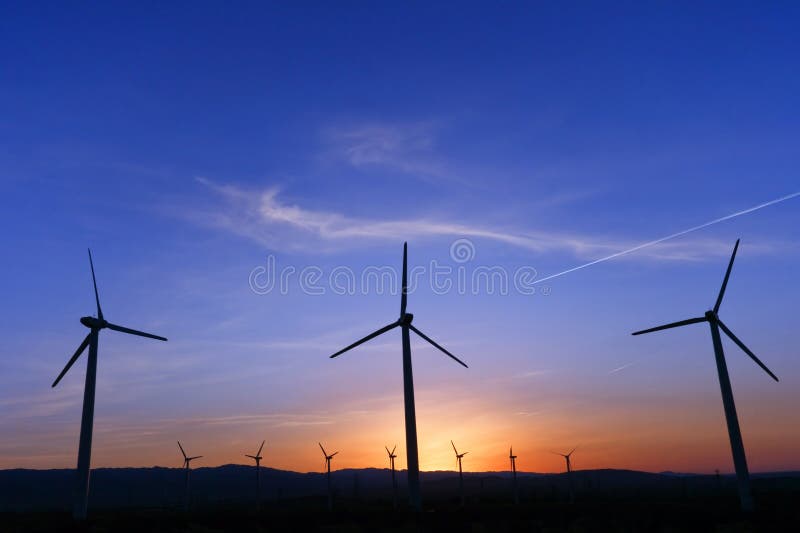 Windmill at sunrise stock photo. Image of turbine, landscape - 26313864