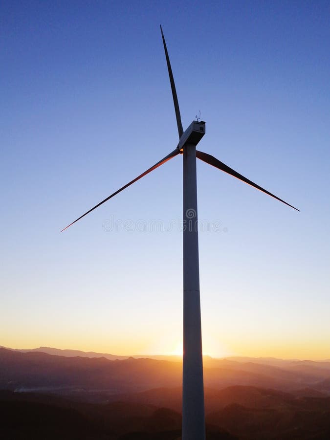 Windmill and sunset stock image. Image of wind, power - 245935105