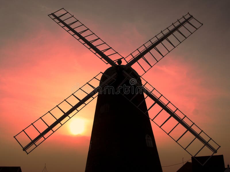 Windmill sunset stock photo. Image of landmark, windmill - 4149066