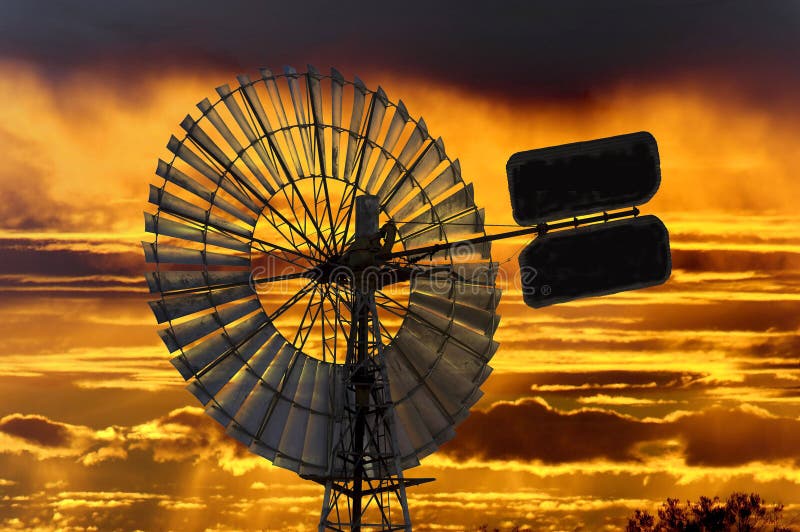 Windmill sunset stock image. Image of alternative, blow - 16371513