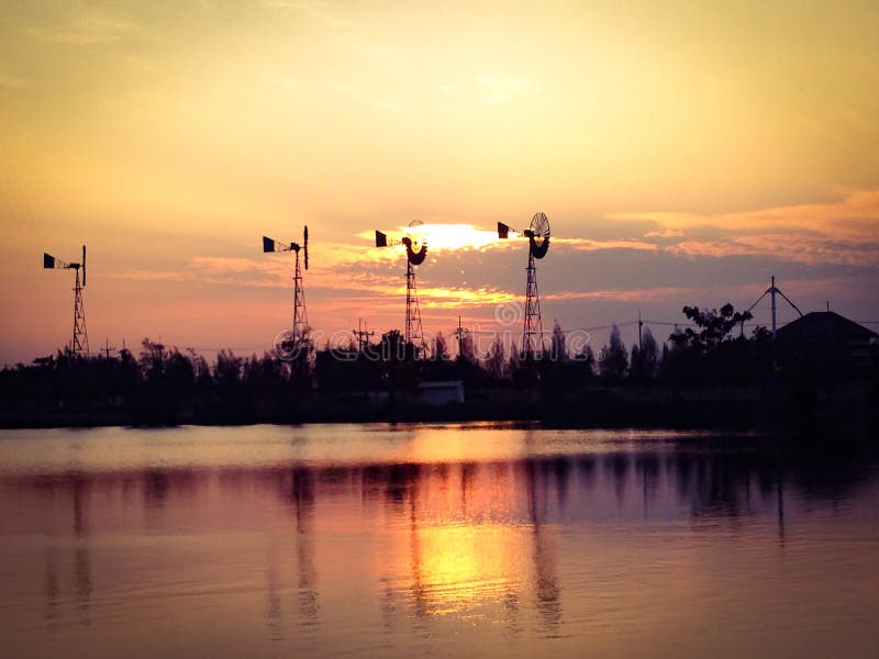 Windmill Sunset stock image. Image of orange, drought - 16932247