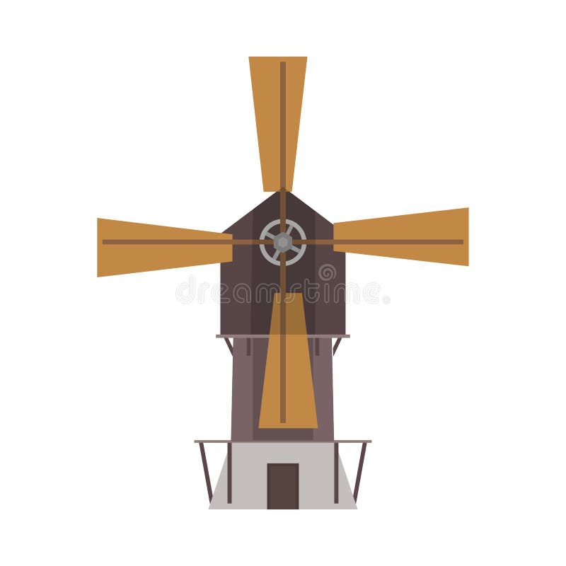 Windmill Technology Industry Vector Front View. Environmental Flat ...