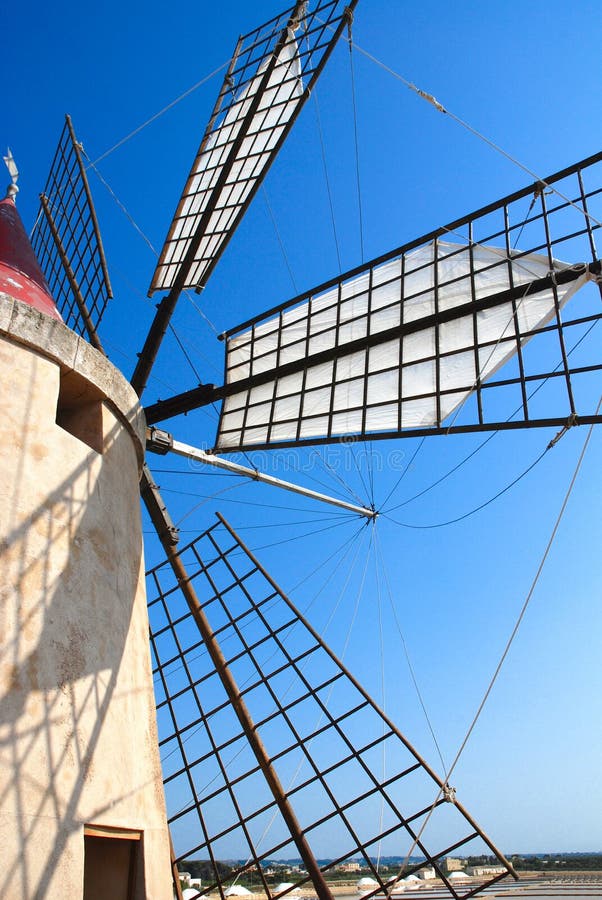 Windmill Top with Shadows and Blue Sky Stock Photo - Image of colors ...